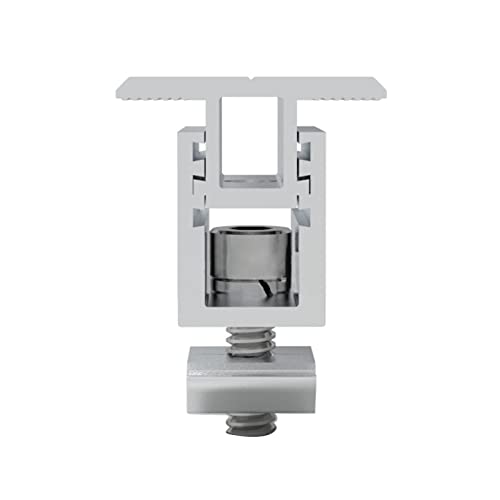 CHBC 10Pcs Solar Panel Mounting Brackets 39mm Solar Rail End Clamps Aluminum Solar Mid Clamps Adjustable Grounding Clamp, Silver