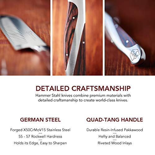 Hammer Stahl 3.5 Inch Paring Knife | Versatile Fruit Knife for Garnishing, Peeling, and More | Small Kitchen Knife for Vegetables and Fruits | Ergonomic Quad-Tang Pakkawood Handle & Gift Box