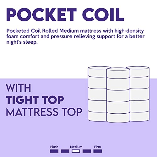 Treaton Pressure Relieving & Cooling High Density Foam King Mattress - 9-inch Water Proof Vinyl Medium Firm Tight Top Pocketed Coil Rolled Hybrid Mattres - Bed in Box, Green
