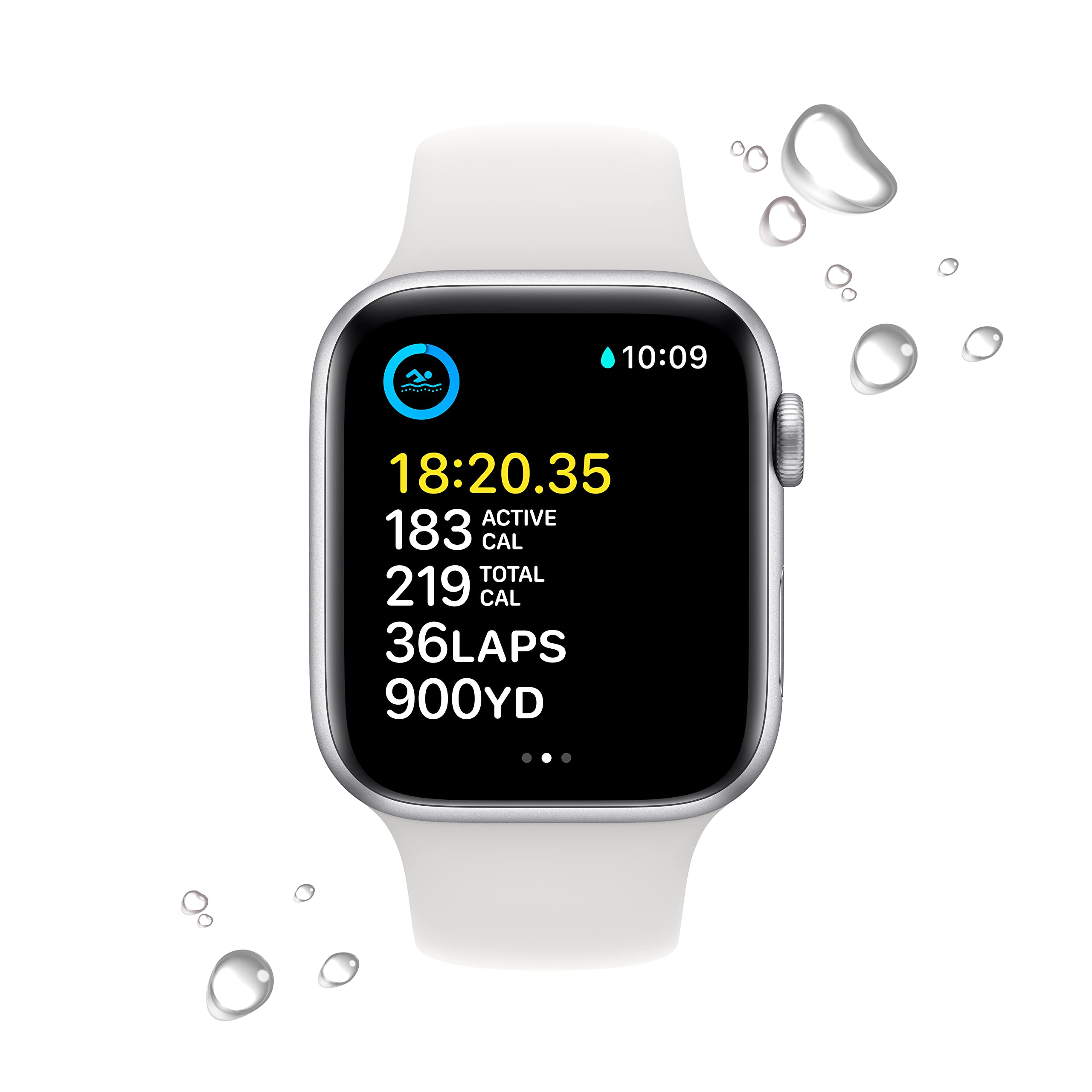 Apple Watch SE (2nd Gen) [GPS 44mm] w/Silver Aluminum Case & White Sport Band - S/M. with AppleCare+ (2 Years)