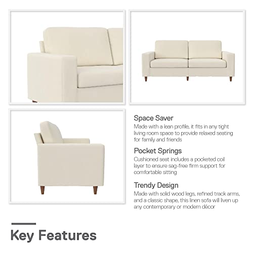 DHP Liah 3-Seater Sofa with Pocket Spring Cushions, Ivory
