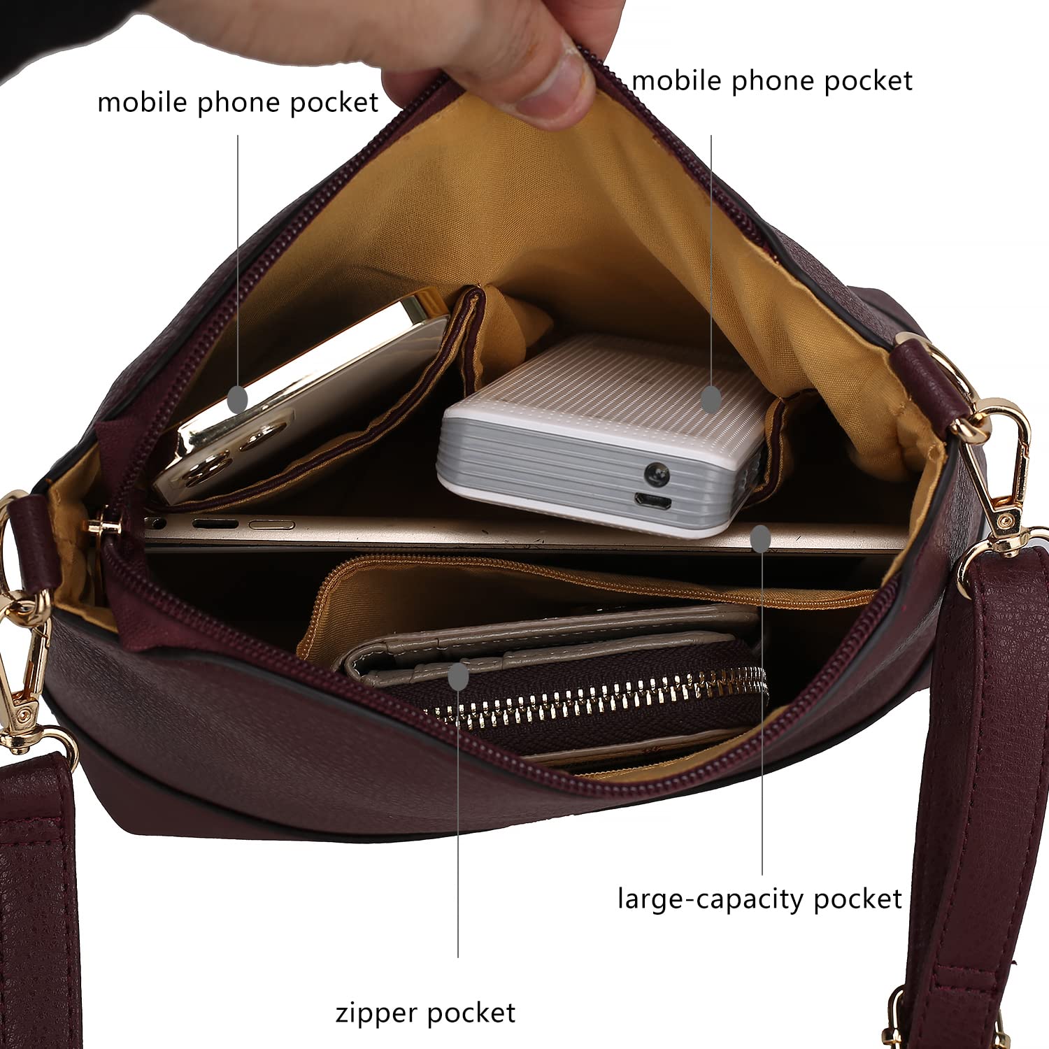 MKF Collection Shoulder Bag for Women, Vegan Leather Crossbody Top Handle Messenger Purse