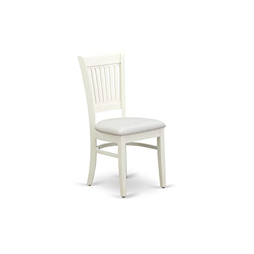 East West Furniture Dublin 3 Piece Modern Set Contains a Round Wooden Table with Dropleaf and 2 Fabric Upholstered Dining Chairs, 42x42 Inch, Linen White