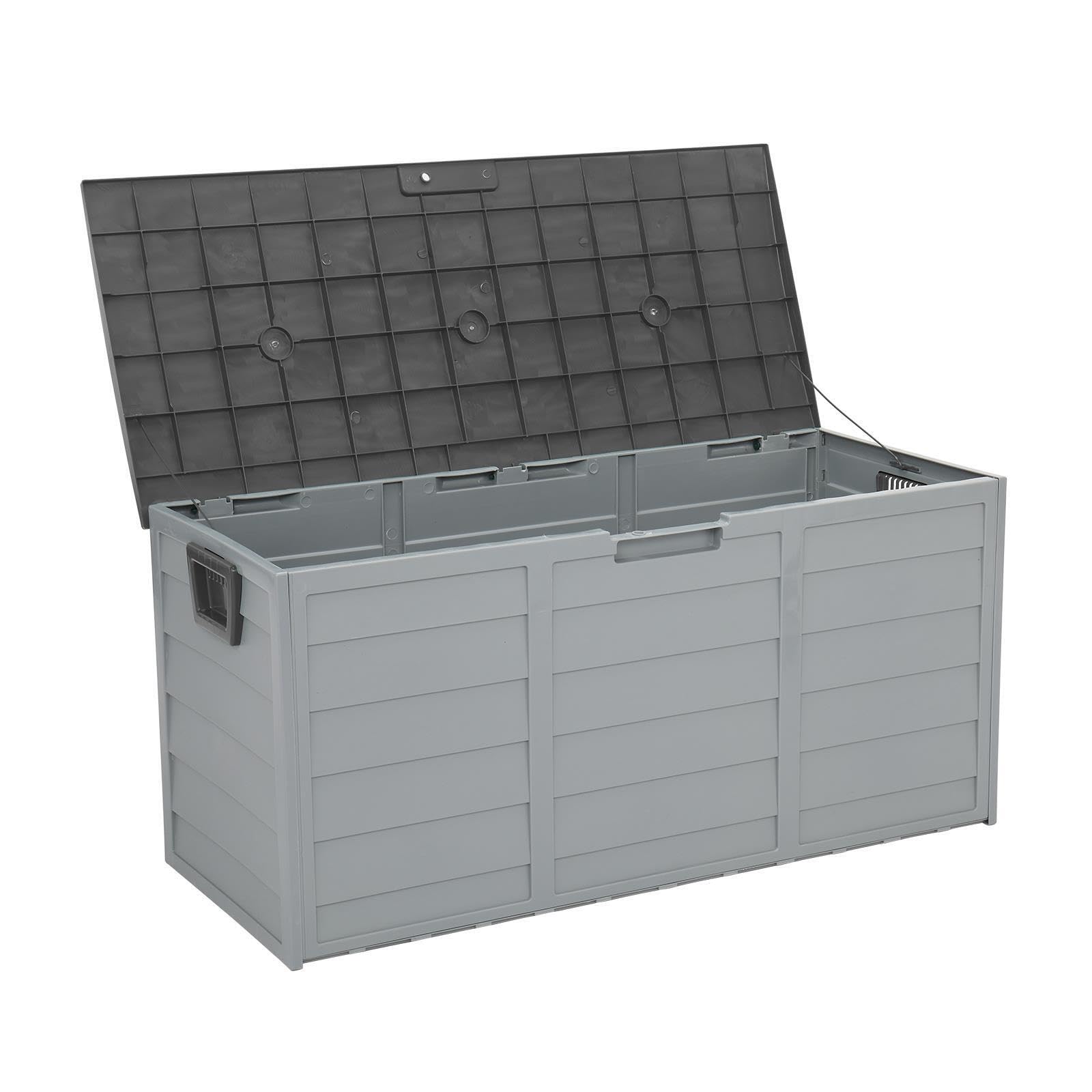 TBMAQ All Weather Pool Deck Box Storage Shed Backyard Patio Outdoor w/Wheel