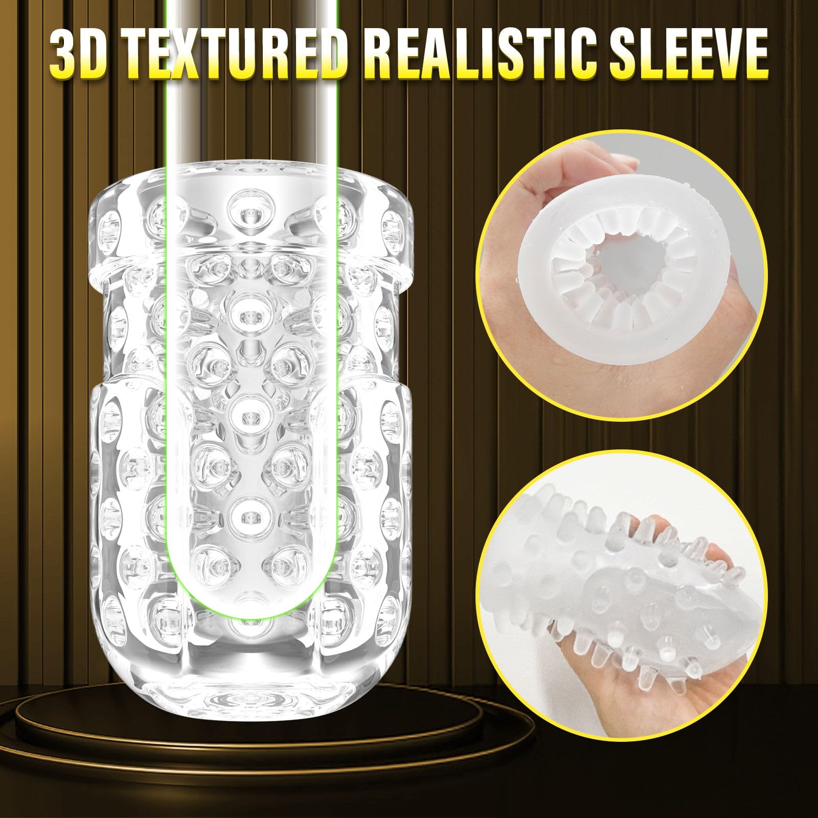 Automatic Penis Pump Male Sex Toy with 9 Thrusting & Rotating Modes, 3D Realistic Textured Pocket Pussy Male Stroker for Men