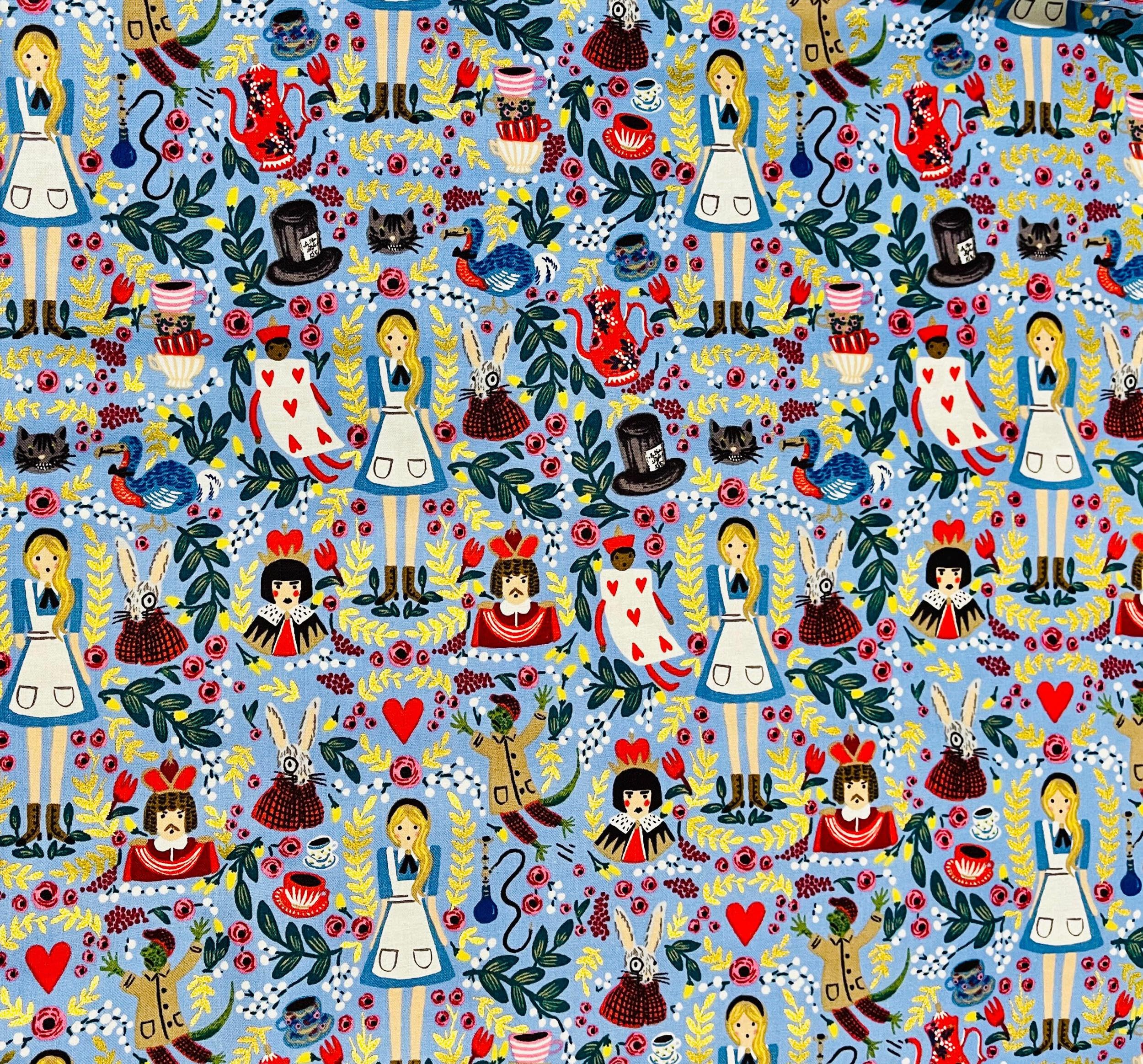 Wonderland - Rifle Paper Co - Periwinkle Metallic Fabric - Cotton+ Steel - Quilting Cotton Fabric - AB8013-002 1/2 Yard 44