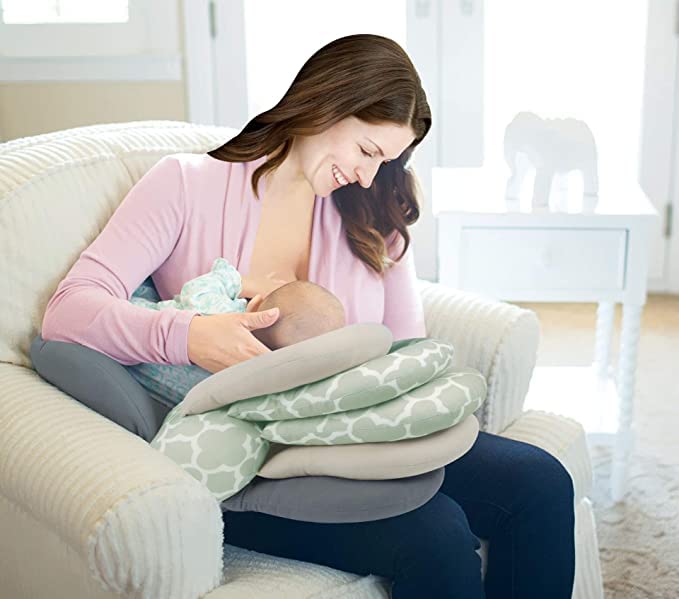 DFD Duoduo Multi-Function Breast Feeding Pillow Maternity Nursing Pillow，Best for Mom,Adjustable Height, Grey