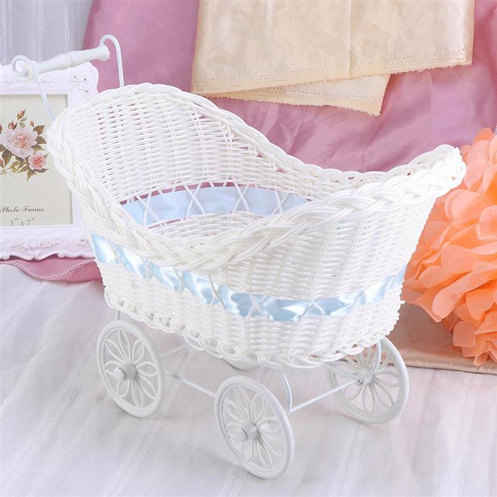 Large Tricycle Artificial Flower Vase Plant Stand-Rattan Basket Handmade Tricycle Planter Garden Decor,Bike Bicycle Pot for Weddings Home Decor Props Gift Table Centerpieces Arrangement Ornament