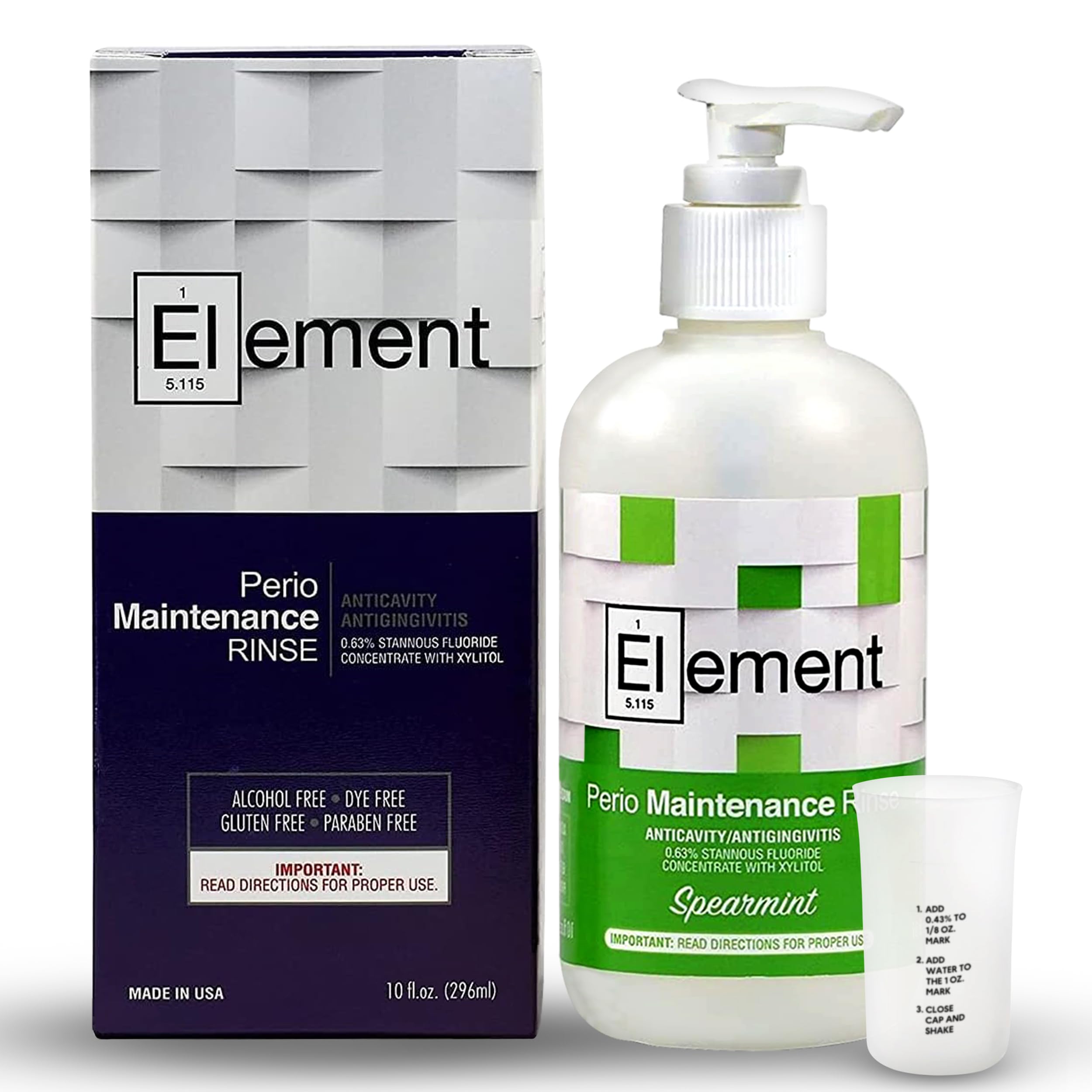 Stannous Fluoride Mouthwash - 10 Fl. Oz. 0.63% Antimicrobial Perio Rinse - Alcohol Free, Dye Free, Paraben Free - Refreshing Spearmint Flavor