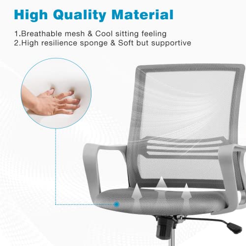 Ergonomic Home Office Chair β Rolling Desk Chair with Lumbar Support and Armrest, Height Adjustable Breathable Mesh Chair, Mid Back Executive Task Chair with Padded Seat and Tilt Function