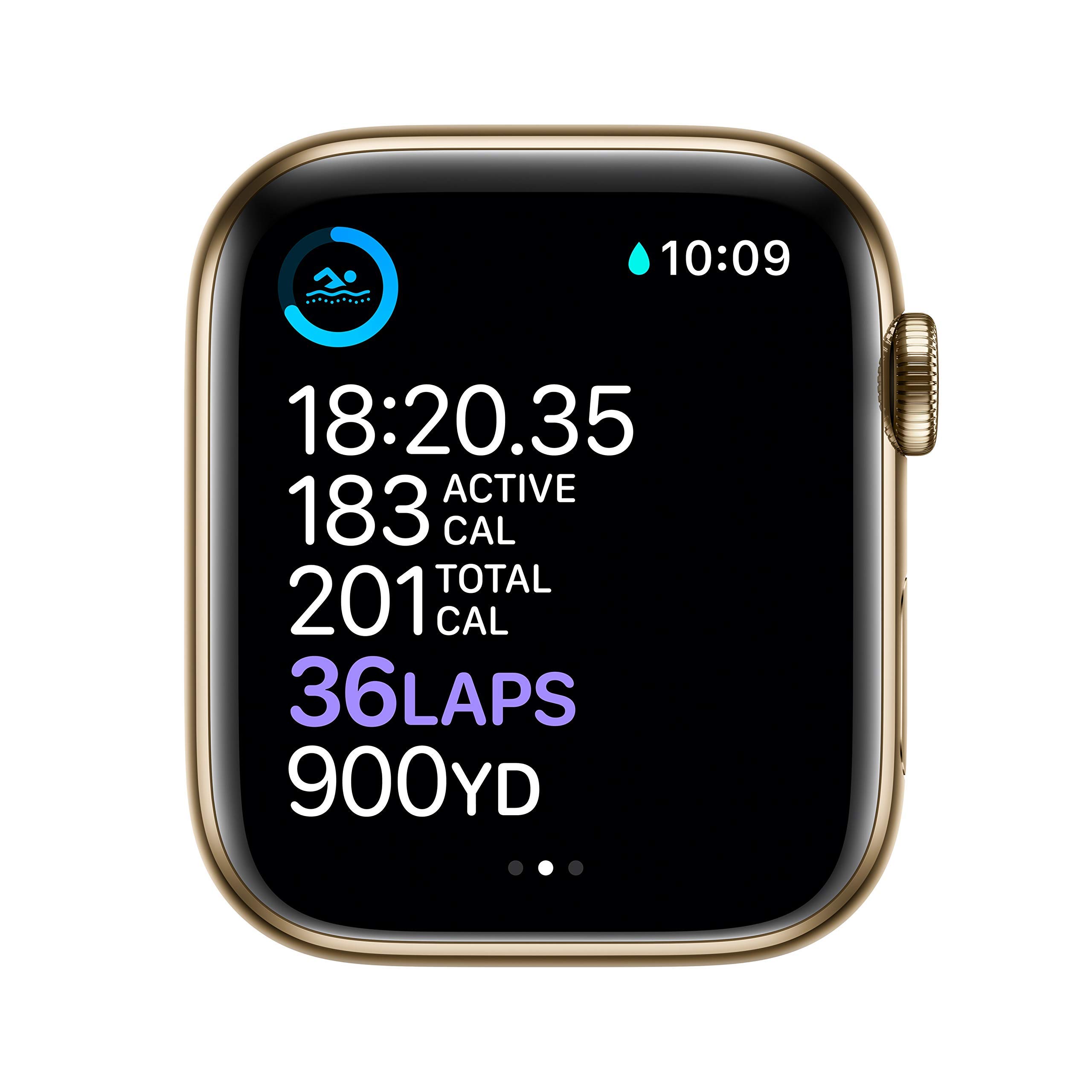 Apple Watch Series 6 (GPS + Cellular, 44mm) - Gold Stainless Steel Case with Cyprus Green Sport Band (Renewed)