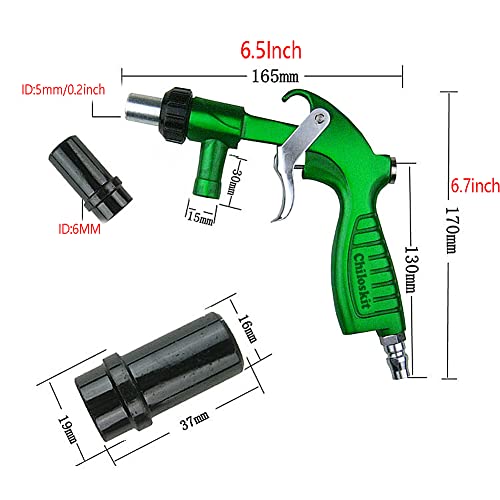 Chiloskit PS-2 Heavy Duty Sandblaster Sand Blasting Gun Kit Rust Remove Tool for Sandblast Cabinet Gun Parts with 4 Ceramic Nozzle Tips 5mm and 6 mm