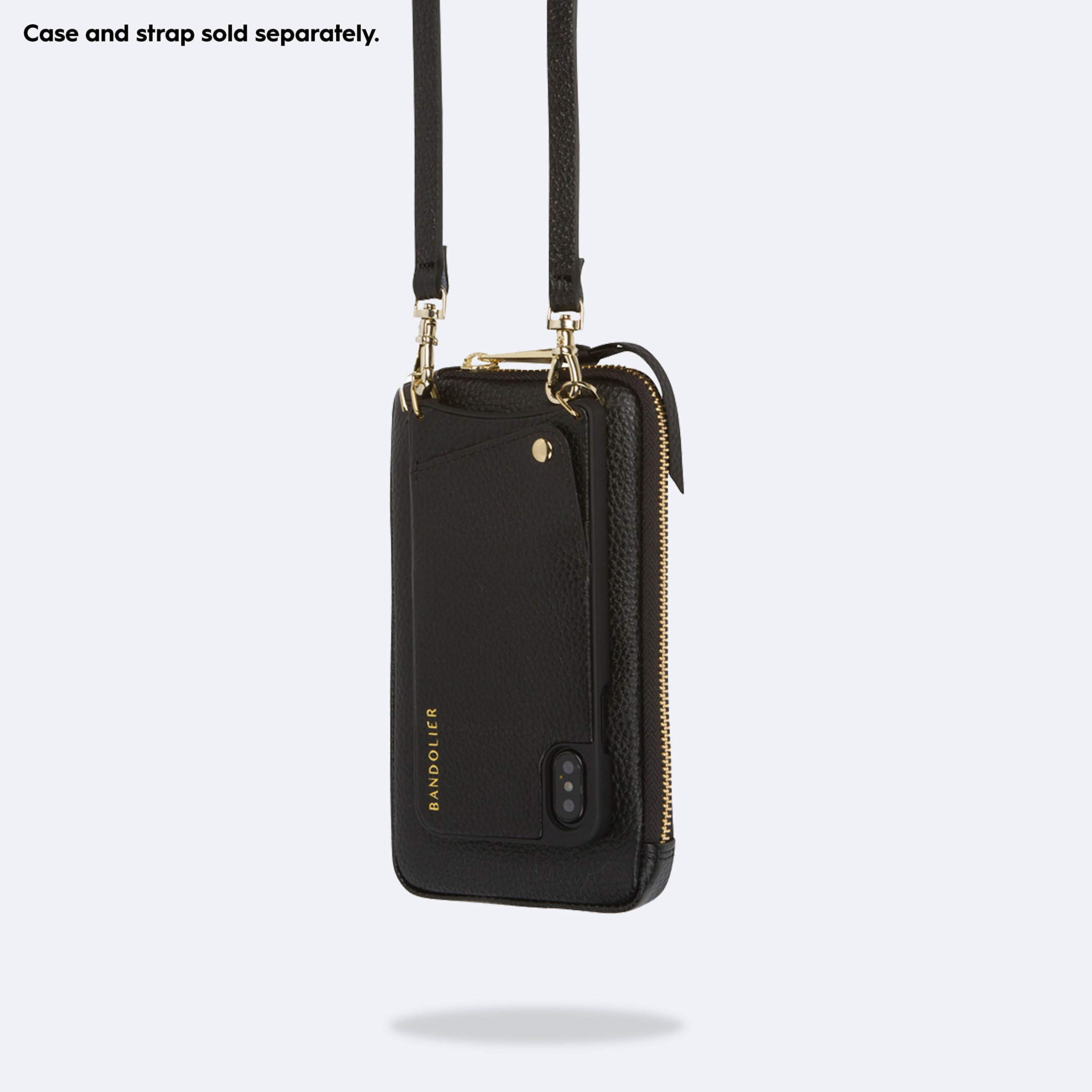 Bandolier Sarah Crossbody and Expanded Zip Pouch Set - for iPhone 14 Plus - Black/Gold