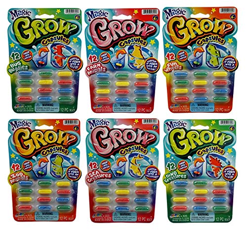 JA-RU Magic Grow Capsules (12 Capsules/Assorted Style) Best Growing Animals Assorted Style Capsules Bath Toys for Kids. 305-1H