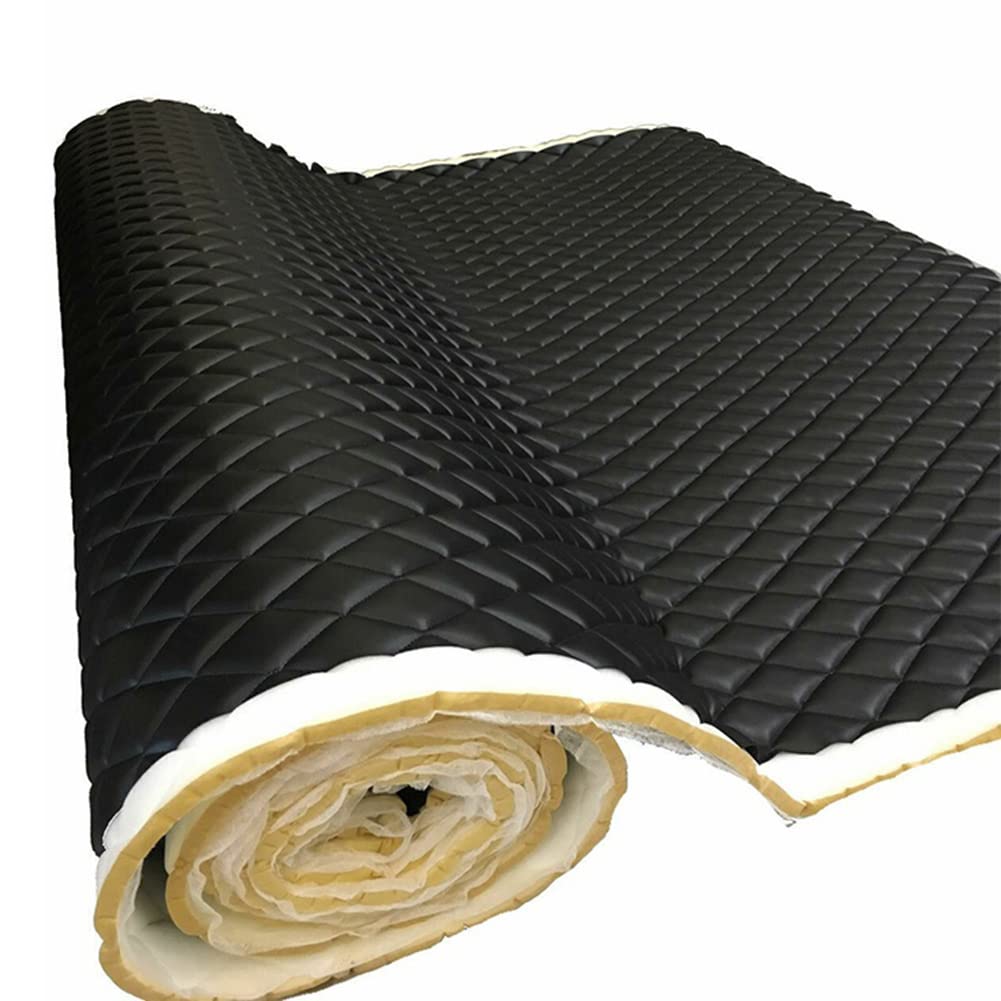 Tong Gu Double Thread Quilted Faux Leather Vinyl Fabric Foam Backing Diamond Upholstery Material (Brown)