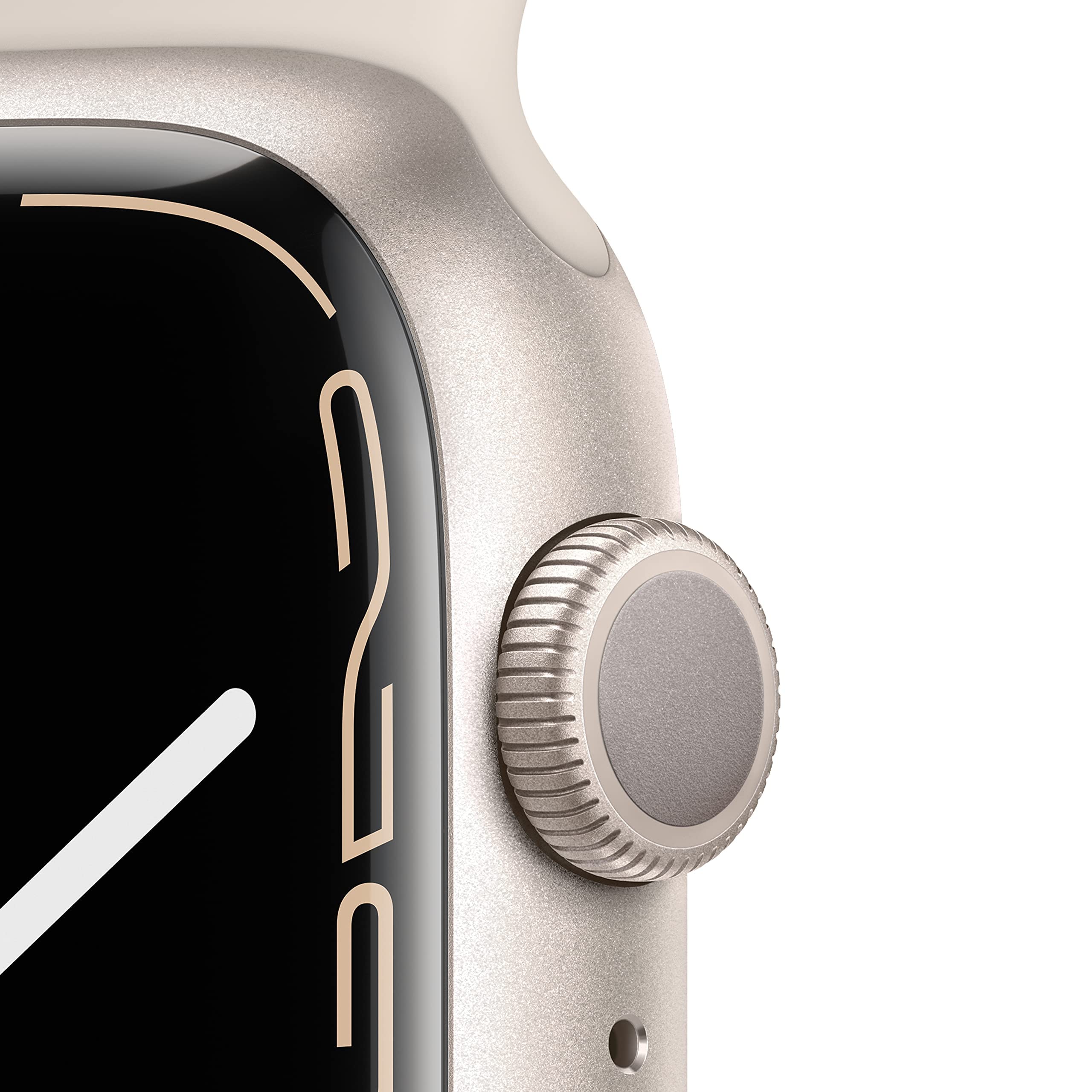 Apple Watch Series 7 (GPS, 45mm) Starlight Aluminum Case with Starlight Sport Band, Regular (Renewed)