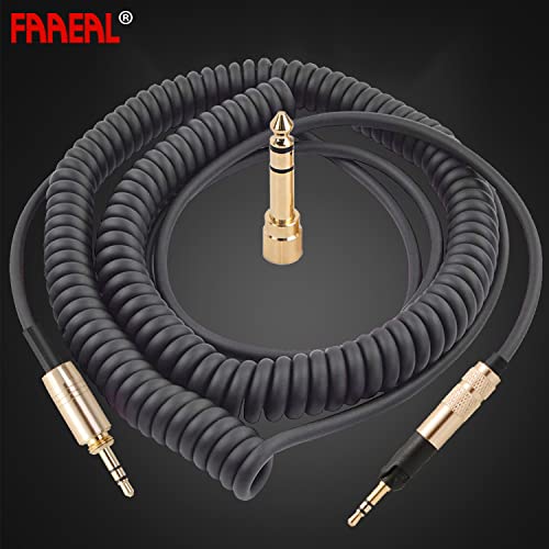 FAAEAL HD598 Cs Coiled Audio Cable Replacement for Sennheiser HD599 SE HD558,HD518,ATH-M50X,ATH-M70X Headphones,2.5mm to 3.5mm Extension Aux Cord with 6.35mm(1/4") Adapter 4.2ft-14ft