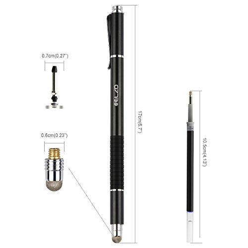 ELZO 3 in 1 Stylus, Disc Stylus Touch Screen Pens and Gel Pen Combo, 2 Pcs with 6 Replacement Tips for All Touch Screens Tablets and Cell Phones, iPhone/iPad/Samsung/Lenovo and More