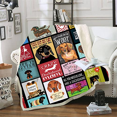 Dachshund Gifts, Dachshund Blanket, Dachshund Gifts for Women, Dachshund Gifts for Dachshund Lovers, Weiner Dog Gifts for Women, Cute Weiner Dog Soft Cozy Throw Blanket for Couch Sofa Bed 60 x 80