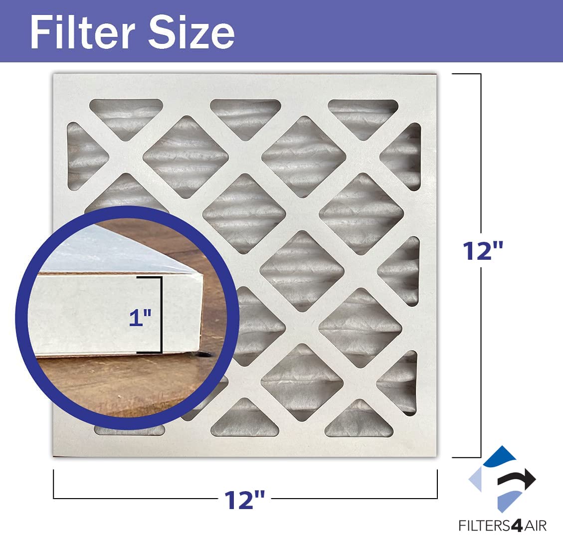 FILTERS4AIR Air Filters 12x12x1, Air Conditioner Replacement Filters - (4 Pack, MERV 10) - Pleated HVAC Air Filter, 1-3 Micron Particles Defense 1 Count (Pack of 4)