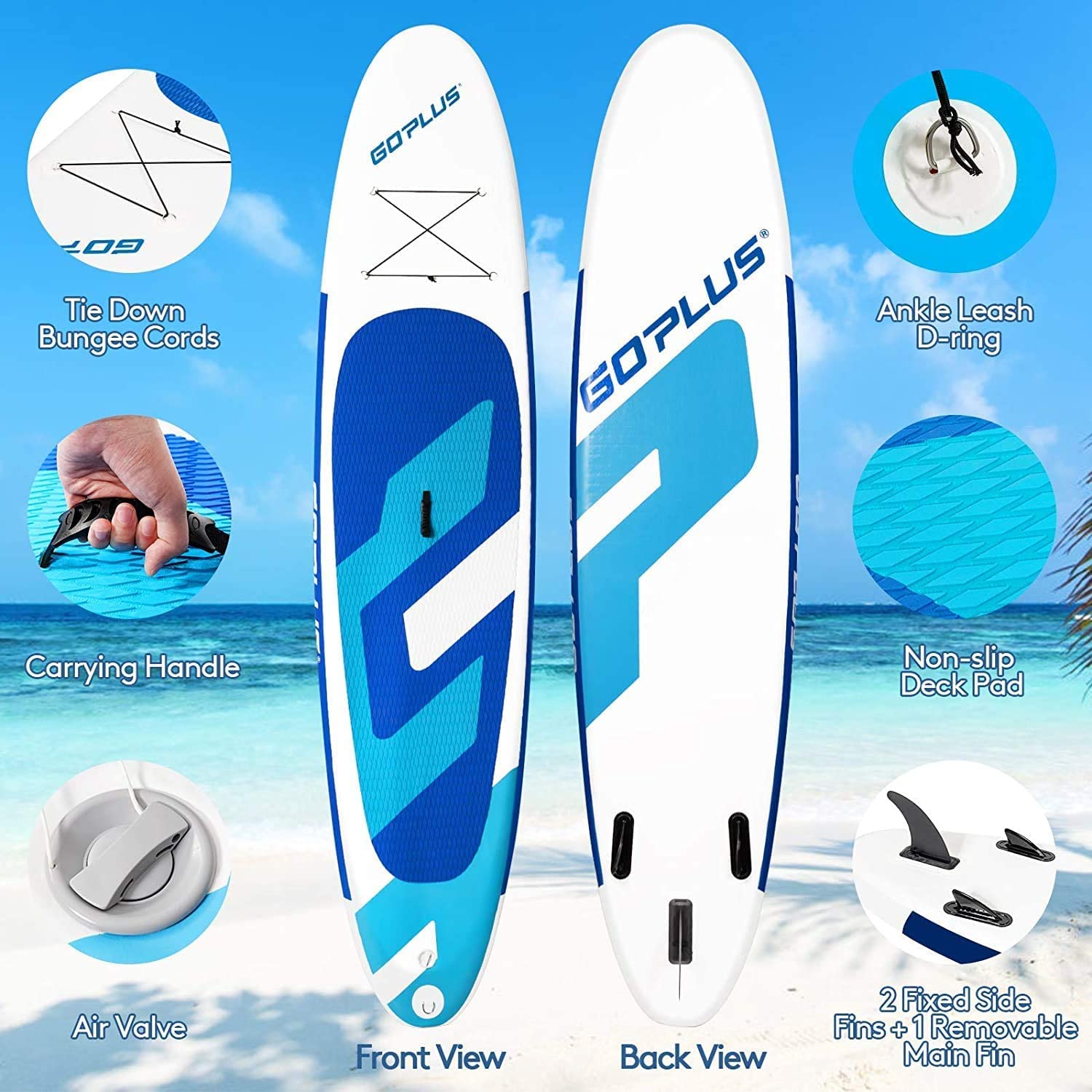 AUGESTER 10‘/10.5‘/11’ Inflatable Lightweight Stand up Paddle Board, Premium Yoga Board W/Durable SUP Accessories, with Fins, Carrying Bag, Non-Slip Deck, Adjustable Paddle & Hand Pump, Wide Stance