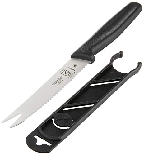 Mercer Culinary Tomato Bar Knife, Black, 4-1/4" Wavy Edge, 2-Tine Tip