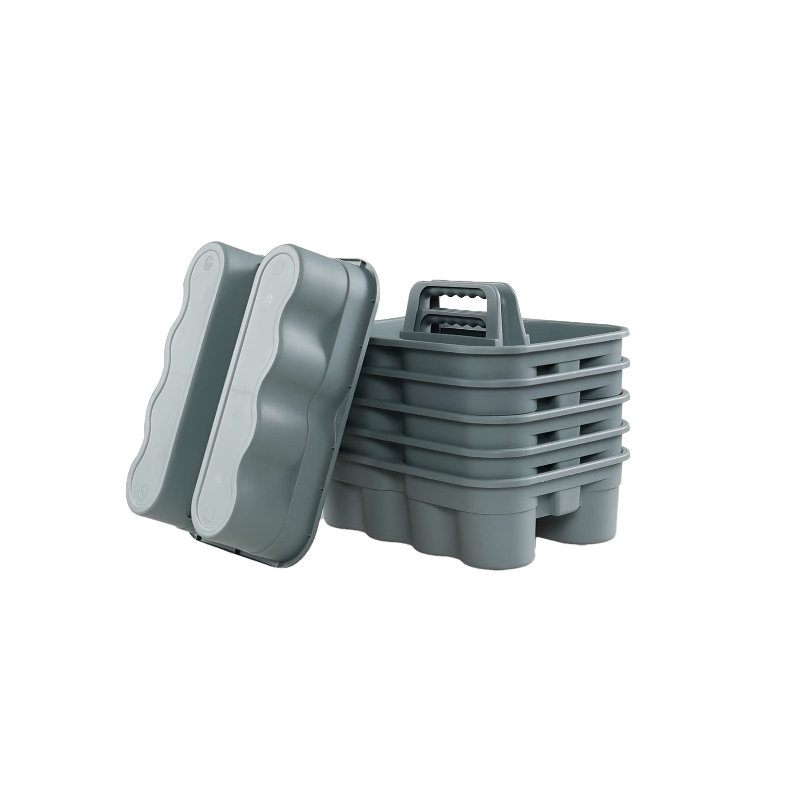 Drephia 6 Pack Cleaning Caddy, Plastic Carry Caddy with Handle for Dorm, Bathroom, Garden, Kitchen, Cleaning Supplies,Take-Out Drink