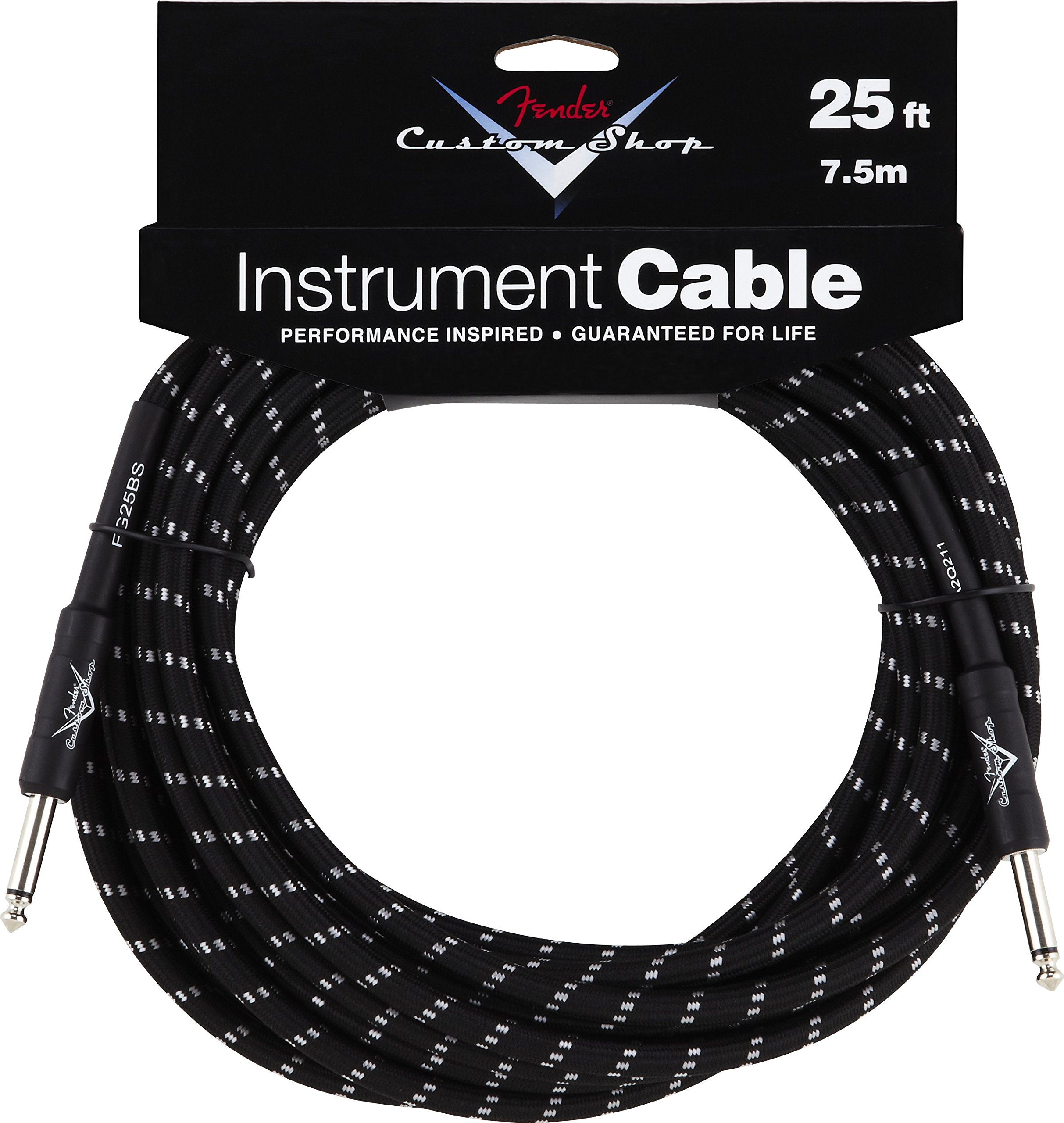 Fender Custom Shop Performance Series Cable (Straight-Straight Angle) for electric guitar, bass guitar, electric mandolin, pro audio