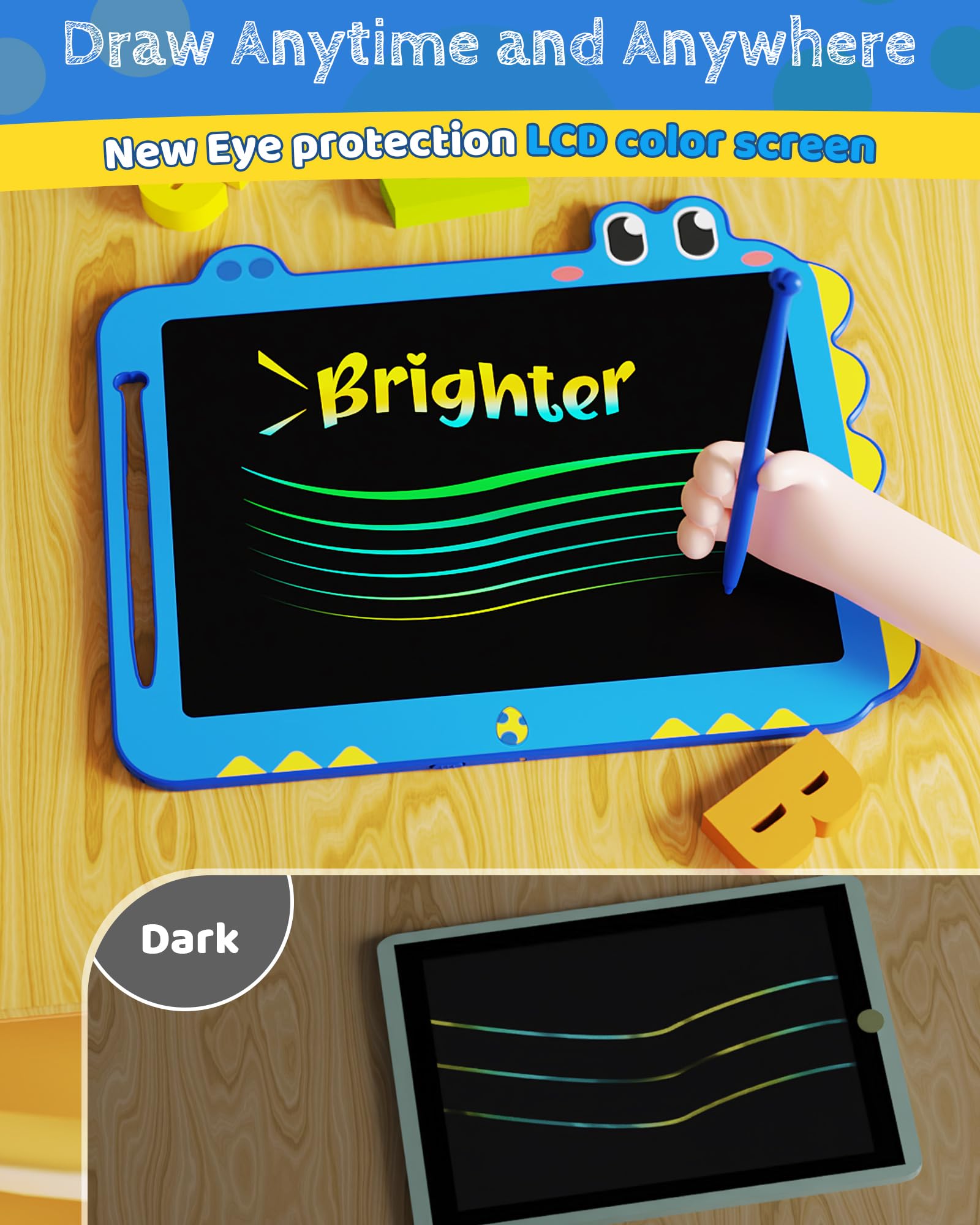 LCD Writing Tablet for Kids, Colorful Toddler Toys Doodle Board, Drawing Tablet, Reusable Electronic Pads Educational and Learning Toy Gift for 3-8 Years Old Boys and Girls