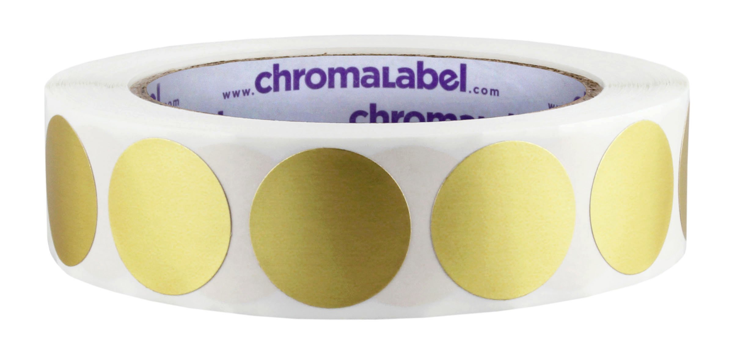 ChromaLabel 1 Inch Round Colored Stickers, Permanent Sticky Dots Color Coding Labels, Ideal Dot Stickers for Arts and Crafts - 1000 Sticker Dots per Roll, Metallic Gold Sticker Labels