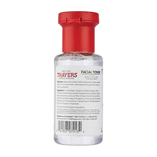 Thayers Alcohol-Free Rose Petal Witch Hazel Facial Toner for Glowing Skin, Soothing, Hydrating, Refreshing Toner for Normal and Combination Skin, 3oz