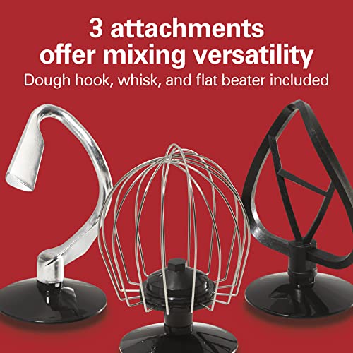 Hamilton Beach 6 Speed Electric Stand Mixer with Stainless Steel 3.5 Quart Bowl, Planetary Mixing, Tilt-Up Head (63326), 300W Motor, Grey and Chrome