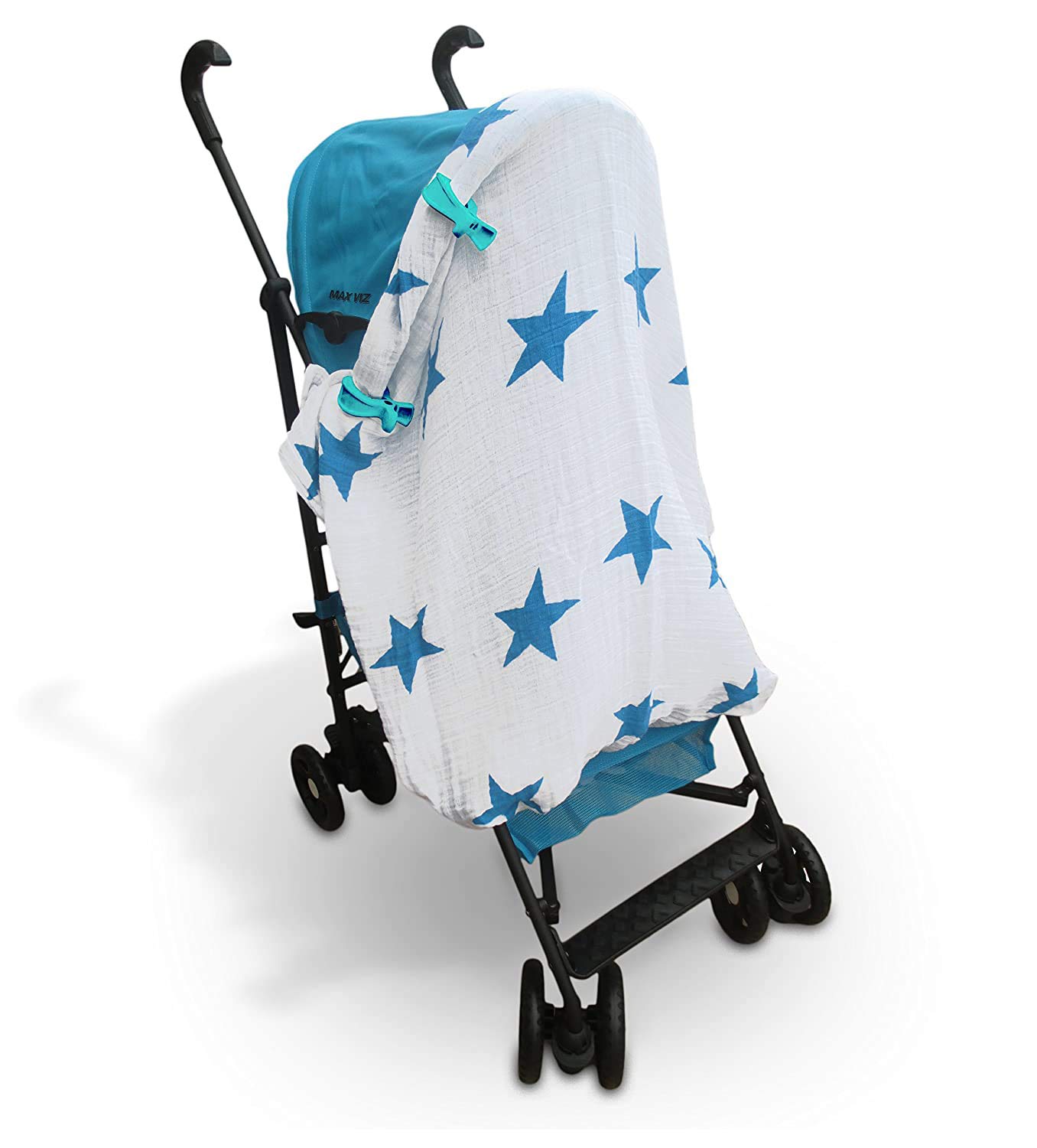 Stroller Clips to Hook Muslin Sun Shade to Canopy, Car Seat Cover Clip, Nursing Cover, Pram Toy Holder, Blanket Clamp - Best Baby Shower Registry Gift - Buggy Accessory