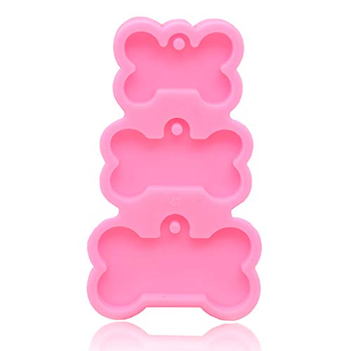 Diarypiece Pet Dogs Cats Tag Bone Shaped Keyring Epoxy Resin Mold,Key Chain Pendant Silicone Mould