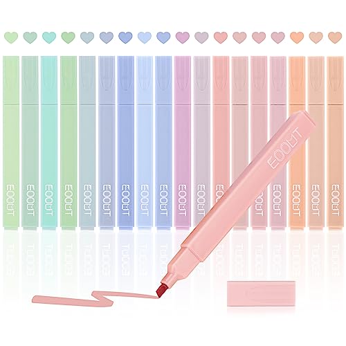 EOOUT 18pcs Aesthetic Cute Pastel Highlighters with Assorted Colors, Bible Highlighters and Pens No Bleed, Soft Chisel Tip, Dry Fast, Easy to Hold for Journal Notes School Office Supplies (Morandi)