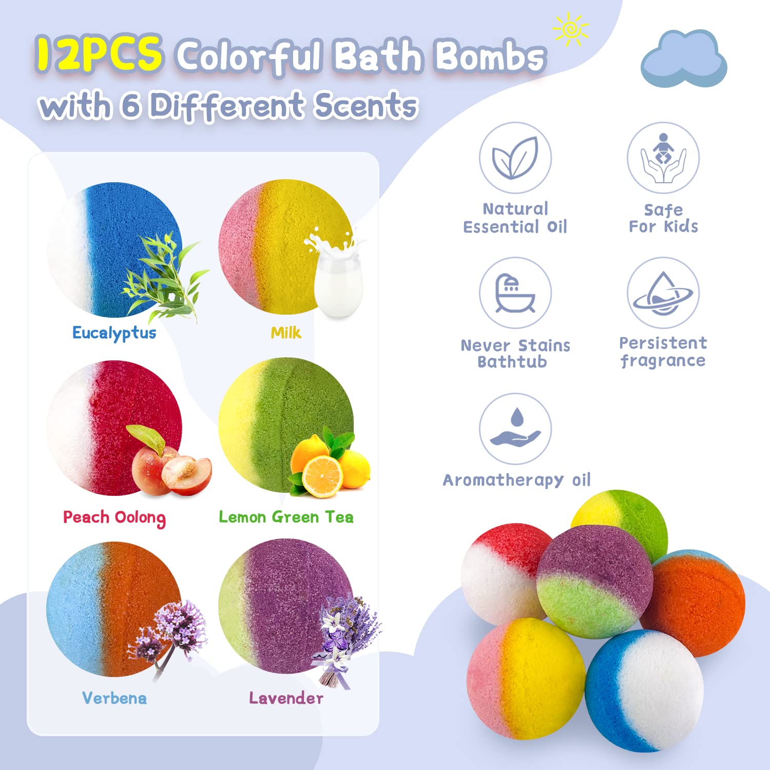 Bath Bombs for Kids,12pcs+1 Squeak toy Bath Bombs with Surprise Crystal Toys Inside, Handmade Natural and Organic Bubble Bath Bombs with Gift Tin Box, Birthday Christmas Easter Gift for Girls and Boys