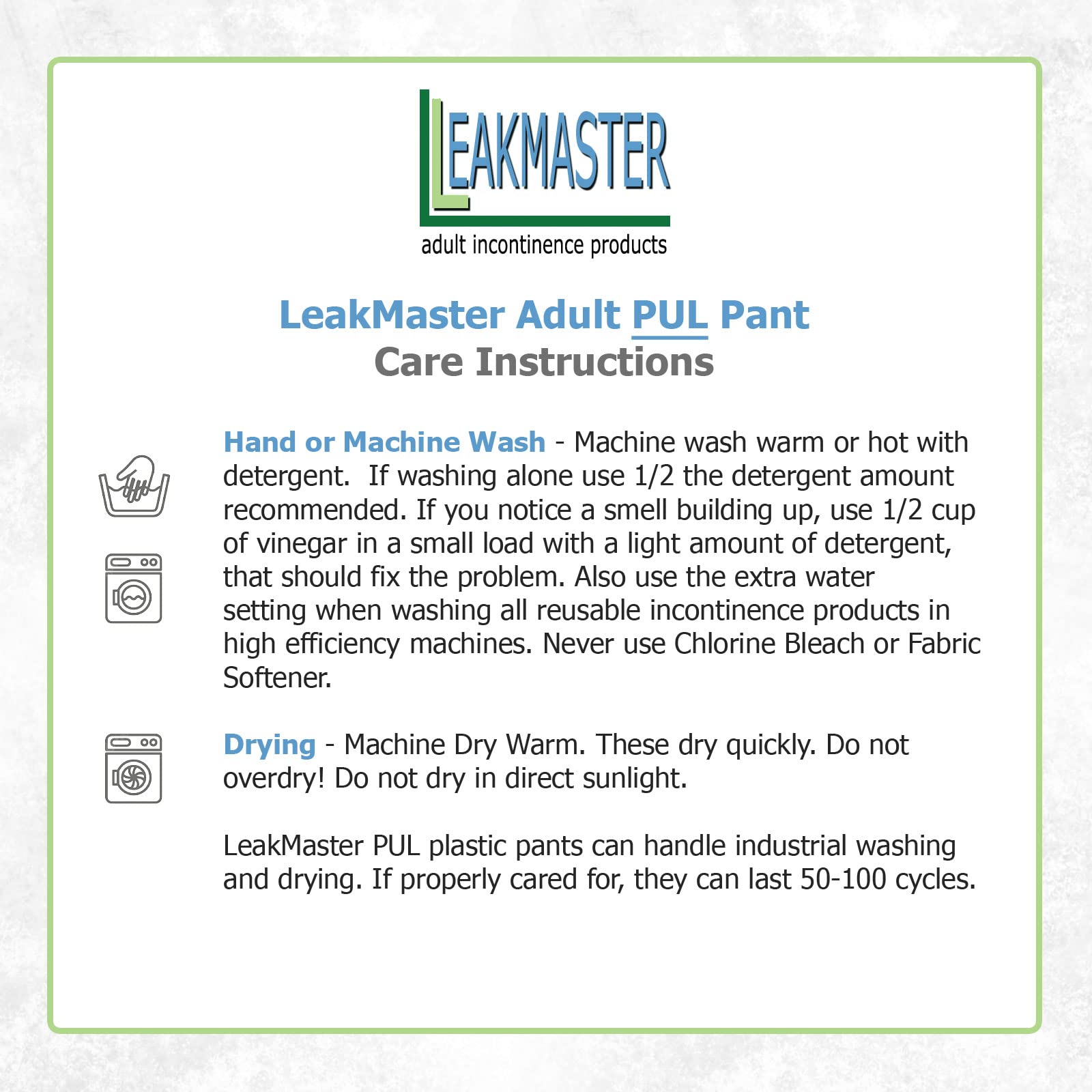 LeakMaster Adult PUL Waterproof Pants - Soft, Quiet, Breathable, Durable Adult Plastic Pants. Generous Cut/Fit for Use with Cloth Diapers - White, Medium Best Fits 32-36 Inch Waist (1 Pack)