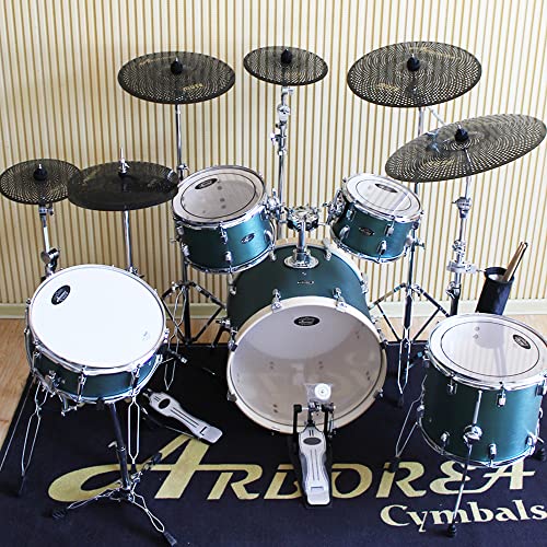 Arborea Low Volume Cymbal Black Mute Cymbal Pack 14"hi-hat+16"crash+18"crash+20"ride 5 Pieces Plus Cymbal Bag Drum Cymbal Practice Cymbal