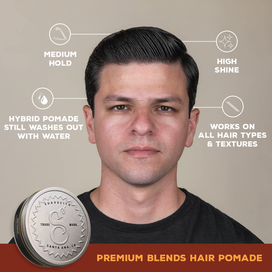 Suavecito Premium Blends Pomade- All Natural Hair Pomade for Men 4 oz.