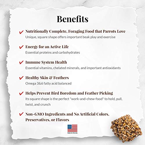 LAFEBER'S Classic Avi-Cakes Pet Bird Food, Made with Non-GMO and Human-Grade Ingredients, for Parrots, 12 oz