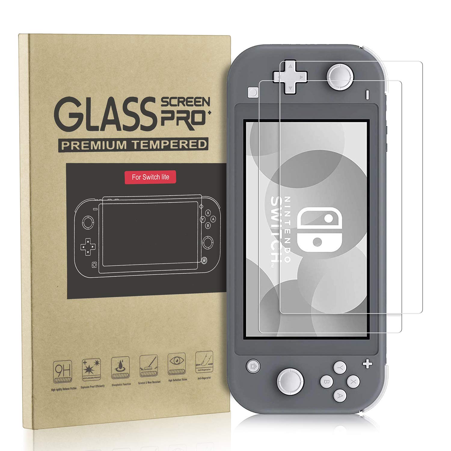 Appodog Nintendo Switch Lite Screen Protector [2 Pack] Tempered Glass Screen Saver Protector Transparent HD Clear 0.3mm Screen Film Guard 9H Hardness Anti-Scratch Shatter-Proof