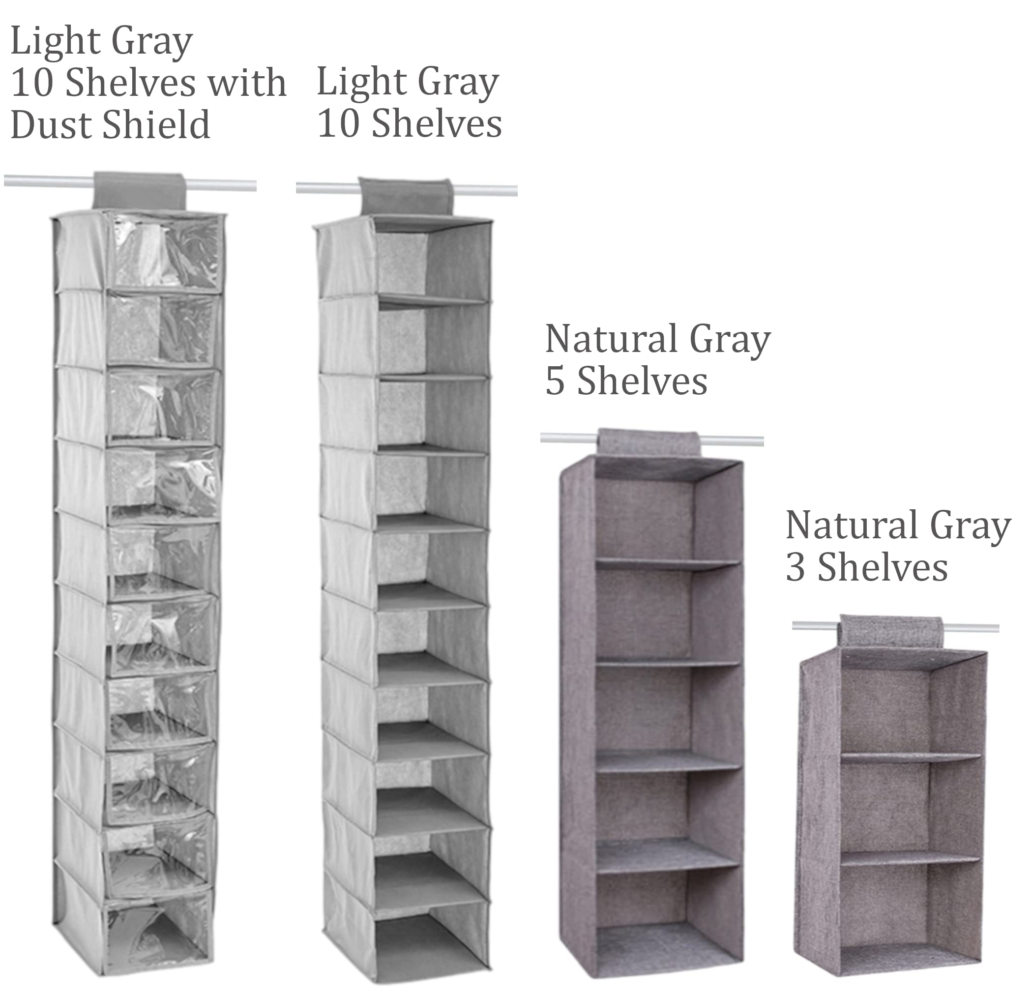 Japarismo Hat Rack Organizer Dust Shield Storage Shelf Hanging Baseball Cap Keep Holder for Closet Clothing and Accessories Shelves (Natural Gray, 3 Shelves 10.6W×10.6D×23.6H)