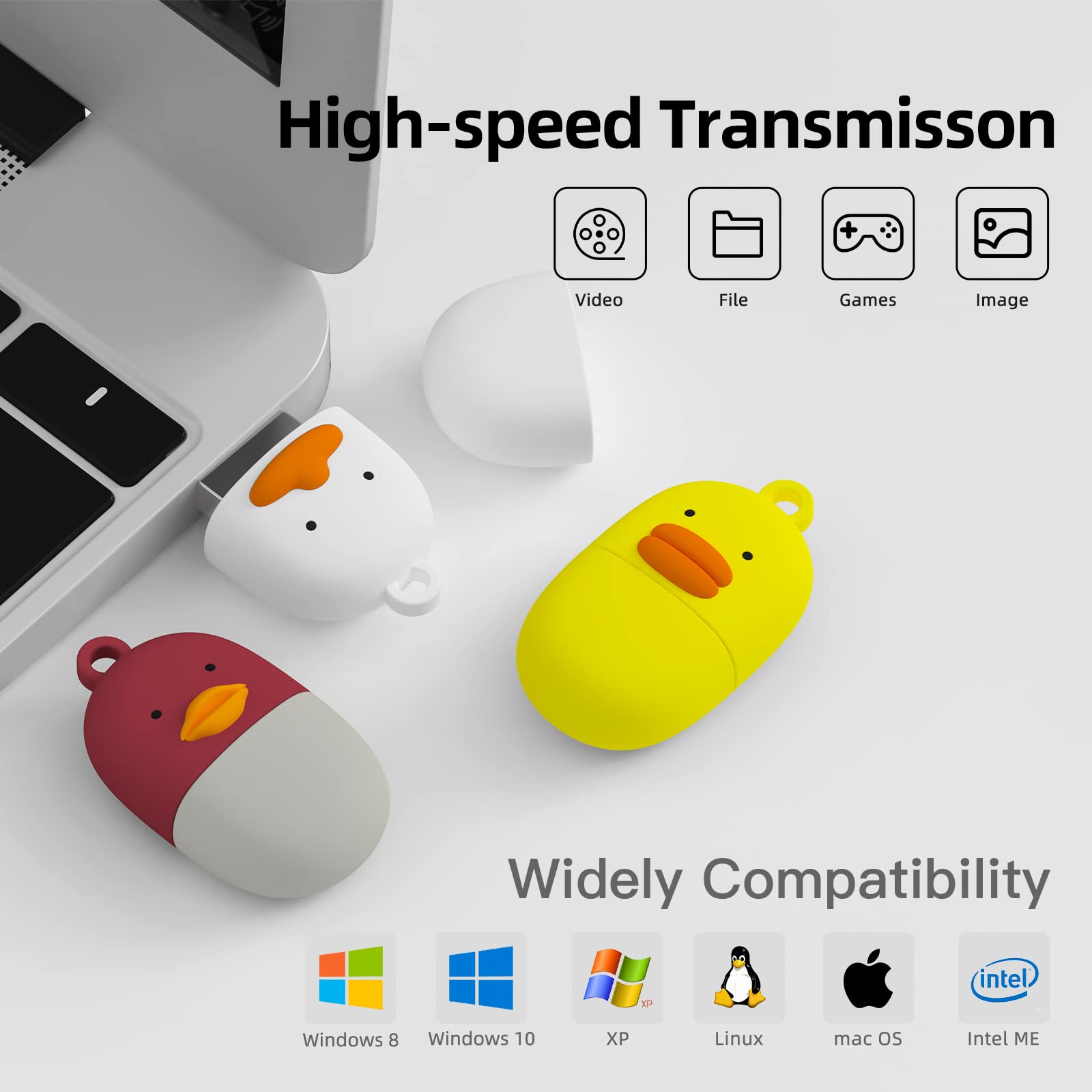 Bilious 128GB Flash Drive Animal Series Waterproof USB 3.0 Thumb Drive Cute Cartoon Memory Stick Small Size USB Drive Gift