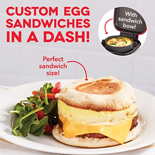 Dash DBBM450GBRD08 Deluxe Sous Vide Style Egg Bite Maker with Silicone Molds (1 large, 4 mini), Red & Mini Maker: The Mini Waffle Maker Machine - Red