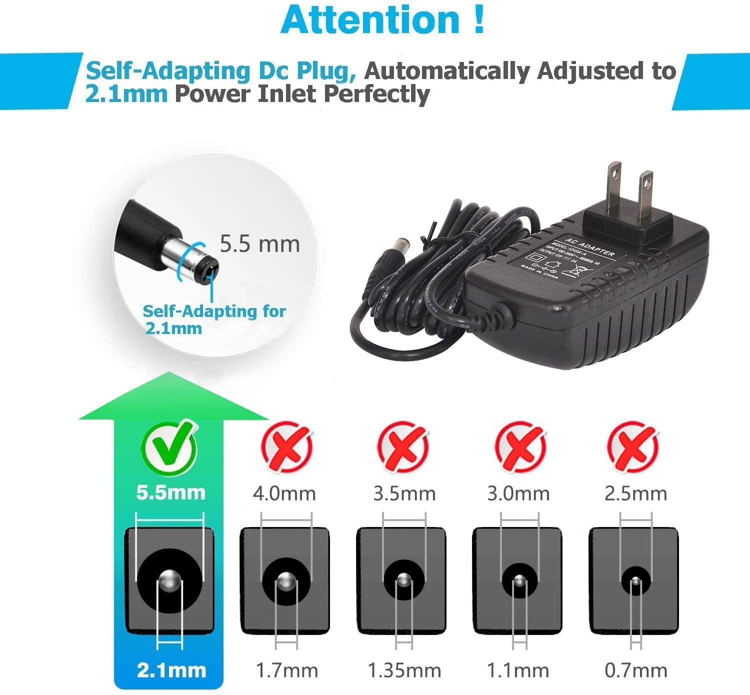 SUPON AC 100-240V to DC 9V 9Volt 2A 1.5A 1A 0.5A, 5.5x2.1mm Plug Switching Supply Power Adapter for Video LED Light L122T VILTROX L116T Monitors, Security Camera CCTV Router Humidifier WiFi Webcam