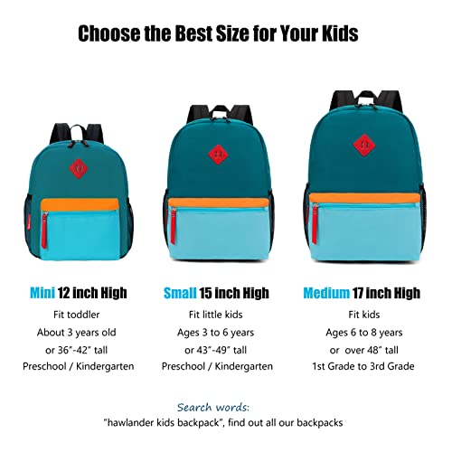 HawLander Little Kids Backpack for Boys Toddler School Bag Fits 3 to 6 years old, 15 inch, Blue Green