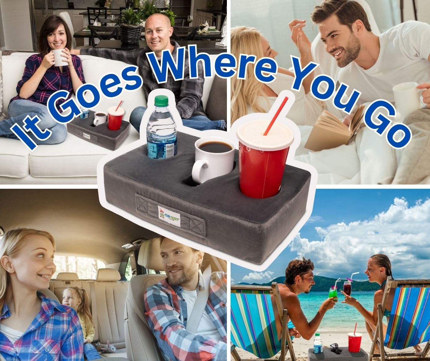 The Original Cup Cozy Pillow Gray-As Seen on TV-The World's Best Couch/Bed/Car Cup Holder for Drinks/Snacks/Remotes! (Brown)