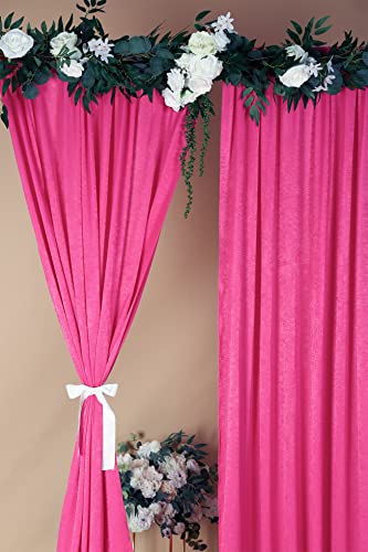 Cytdkve 2 Panels 4.8 Feet x 10 Feet Fushia Velvet-Like Wedding Backdrop Curtain Drapes, Silky Soft Window Curtains Panels for Wedding Ceremony Birthday Party Decorations