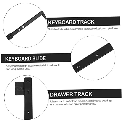 Ciieeo 2 Pairs Keyboard Rails Keyboard Rack Keyboard Stand Adjustable Keyboard Slide Keyboard Slide Out Tray Cabinet Slider Computer Sliding Keyboard Hardware Office Drawer Steel Desk