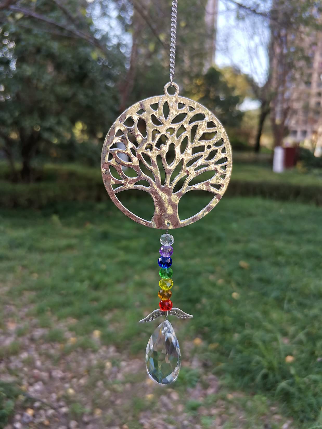 Healing Crystal Car Hanging Tree of Life Accessories Rearview Mirror Window Garden Wall Home Decor